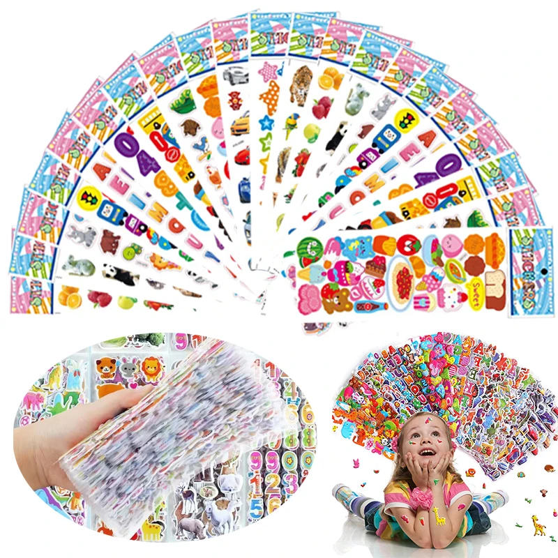 8sheet/lot Children Stationery Sticker 3D Sticker Multiple Series ...