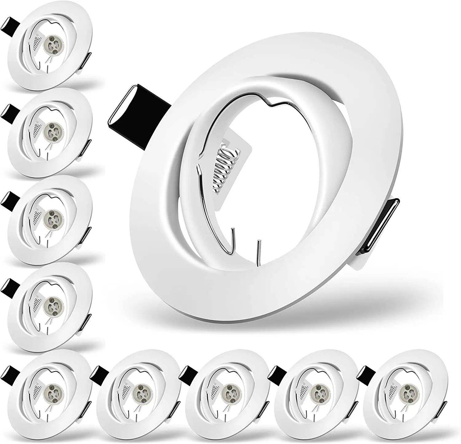 Black-White-LED-Downlights-Frame-Round-Fixture-Holders-Adjustable-for ...