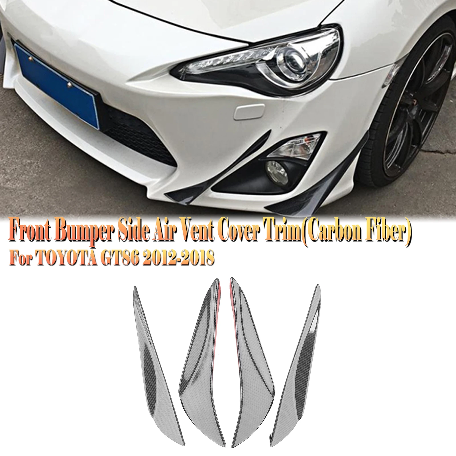 Front-Bumper-Side-Air-Vent-Trim-Cover-fibra-de-carbono-real-luz-de ...