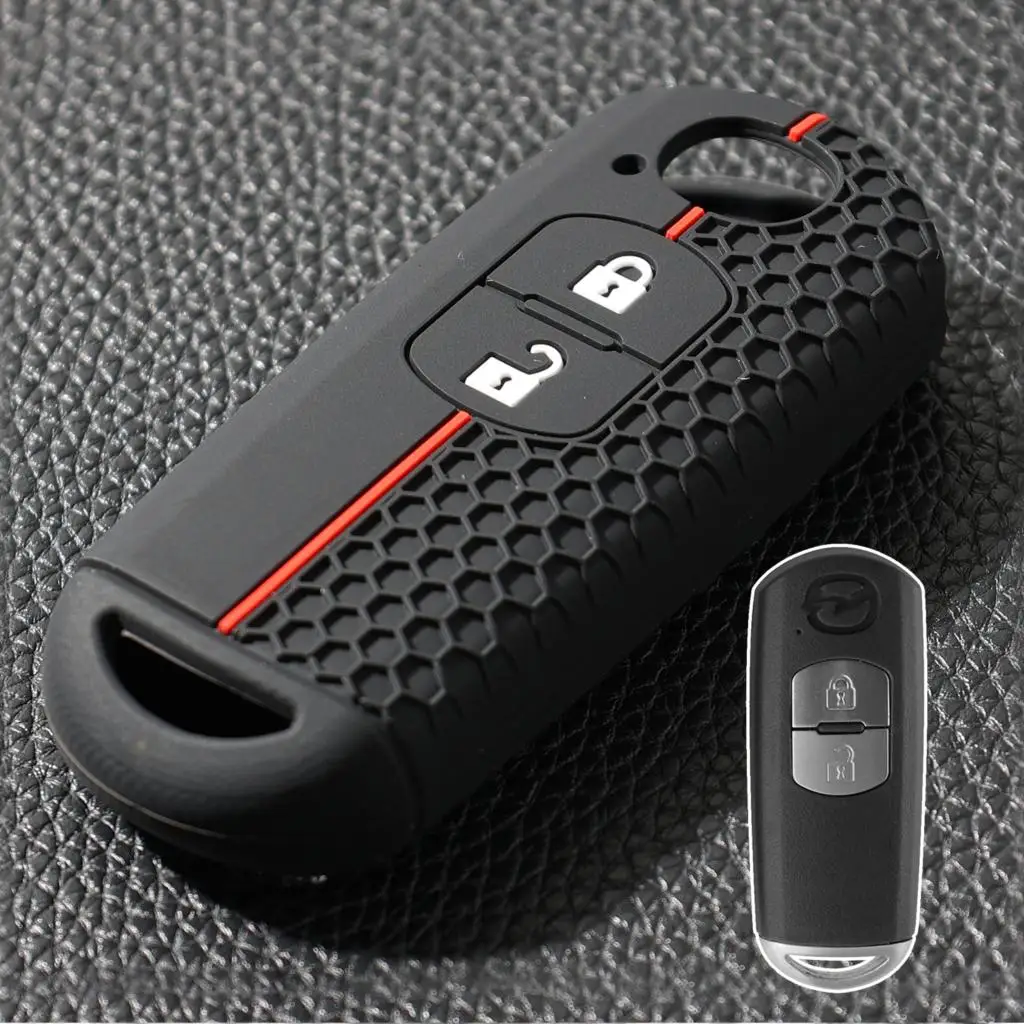 2-Button-Silicone-Car-Key-Fob-Ring-Chain-Shell-Case-Cover-Holder-For ...