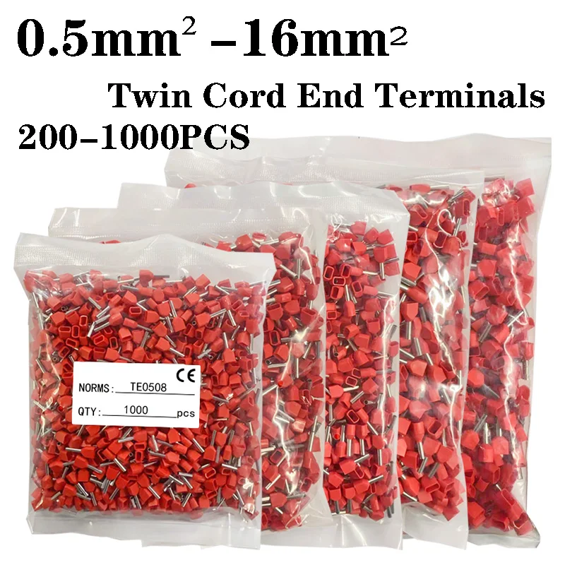 200-1000PCS-Pure-Copper-Twin-Cord-End-Terminals-Insulated-Terminals ...