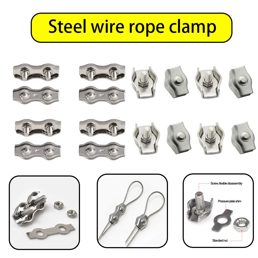 8Pcs-Stainless-Steel-Wire-Rope-Clamps-Single-Bolt-Wire-Clamps-and ...
