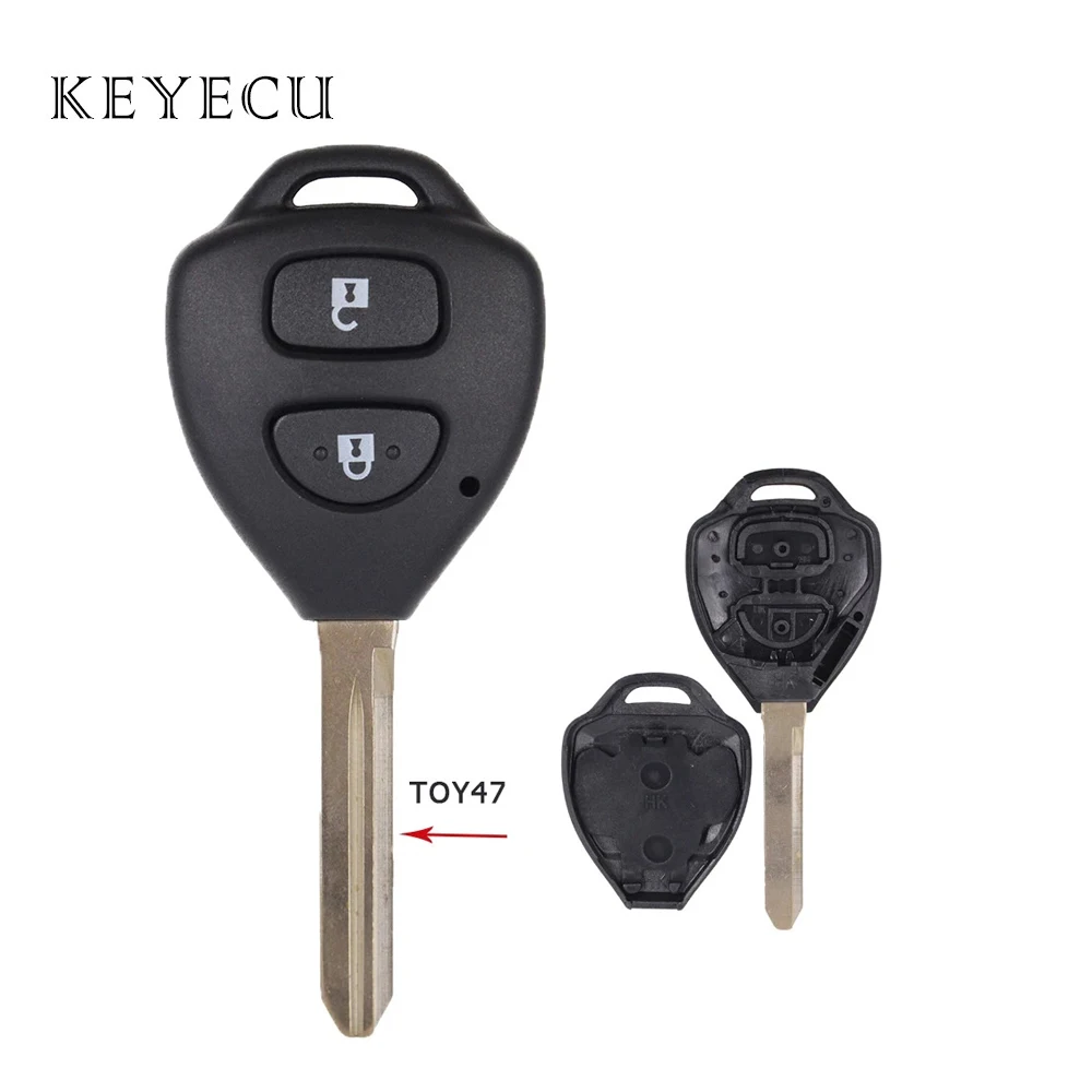 Keyecu 교체 원격 키 2 버튼 셸 케이스, 토요타 캠리 코롤라 하이럭스 파라도 언컷 TOY47 블레이드|자동차 키 ...