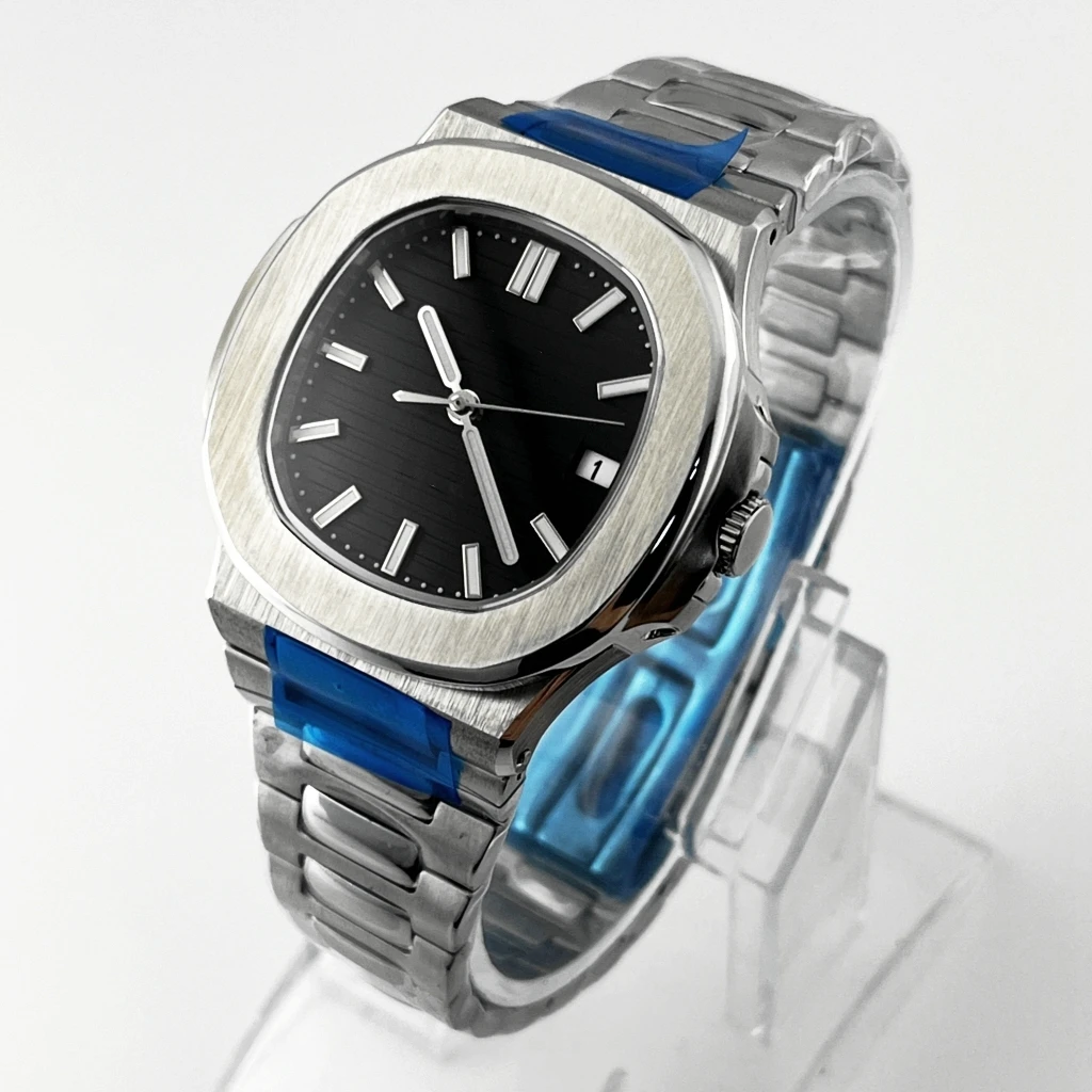 New-38mm-Automatic-Men-Watch-Silver-Case-Glass-bottom-cover-Green ...