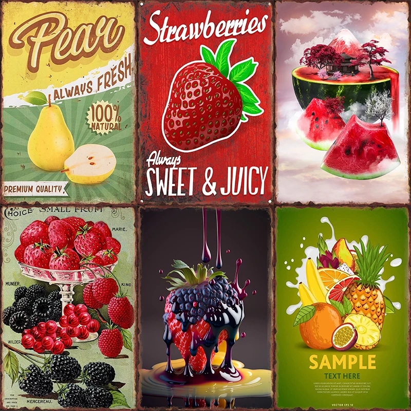 Fruit-HD-Metal-Tin-Signs-Home-Party-Living-Room-Wall-Decor-Background ...
