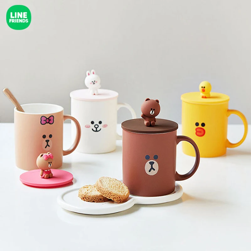 Line-Friends-Mug-with-Lid-Kawaii-BROWN-CONY-SALLY-CHOCO-Cute-Cartoon ...