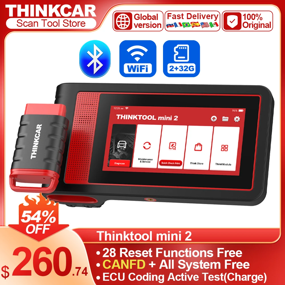 THINKTOOL MINI 2 Auto OBD2 Scanner Car Diagnostic Tool Full System Scan ...
