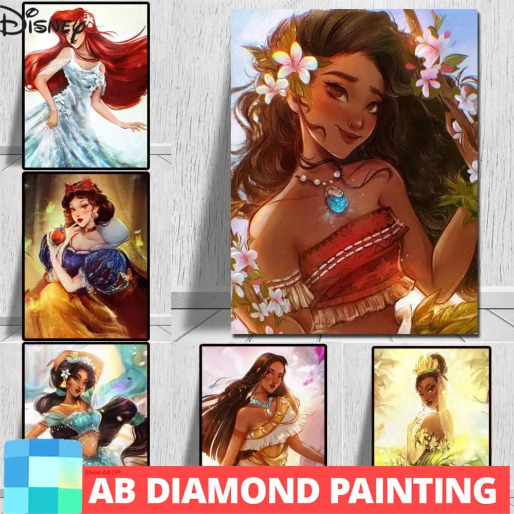 AB-DIY-Diamond-Painting-Disney-Princess-Characters-5D-Wall-Art-Cartoon-Portrait-Mosaic-Hobby ...