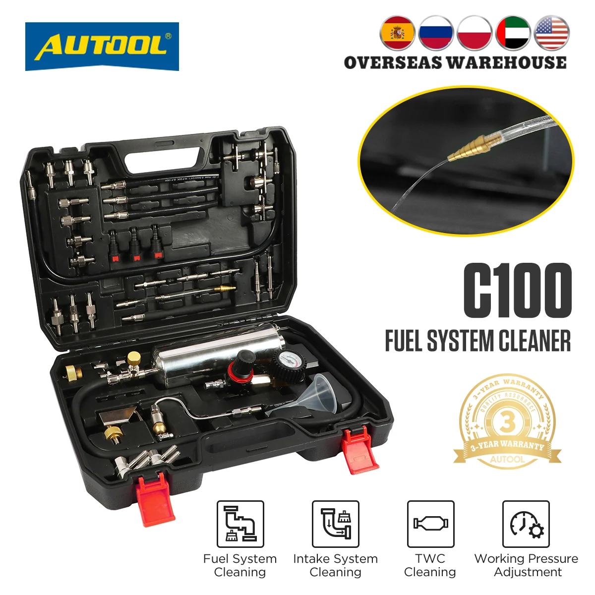 AUTOOL C100 Car Fuel Injector Cleaning Carburetor System TWC and Intake ...