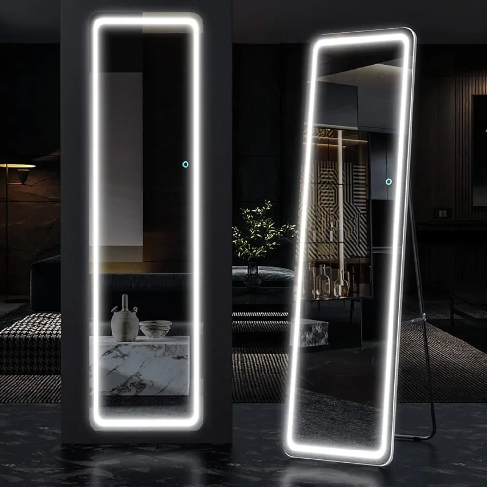 LED-Free-Standing-Floor-Mirror-Dimming-3-Color-Lighting-for-Bedroom ...