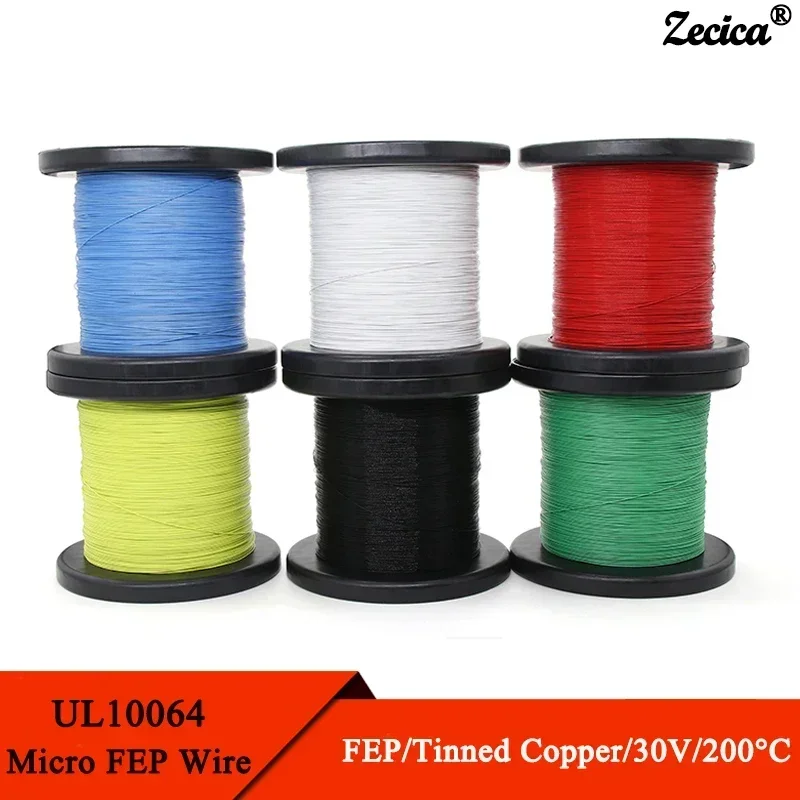 100-200-500M-UL10064-PTFE-Wire-40-36-34-32-30-28-26AWG-PEP-Plastic ...