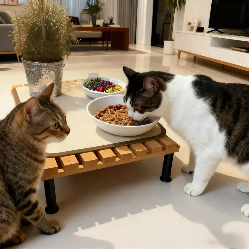 1 PC Fixed height Cat Feeding Stand Plastic Pet Dish Holder Feeding ...
