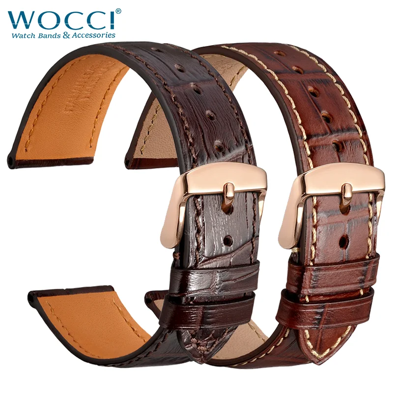 WOCCI-Watch-Accessories-Watch-Bracelet-Belt-Soft-Alligator-Embossed ...