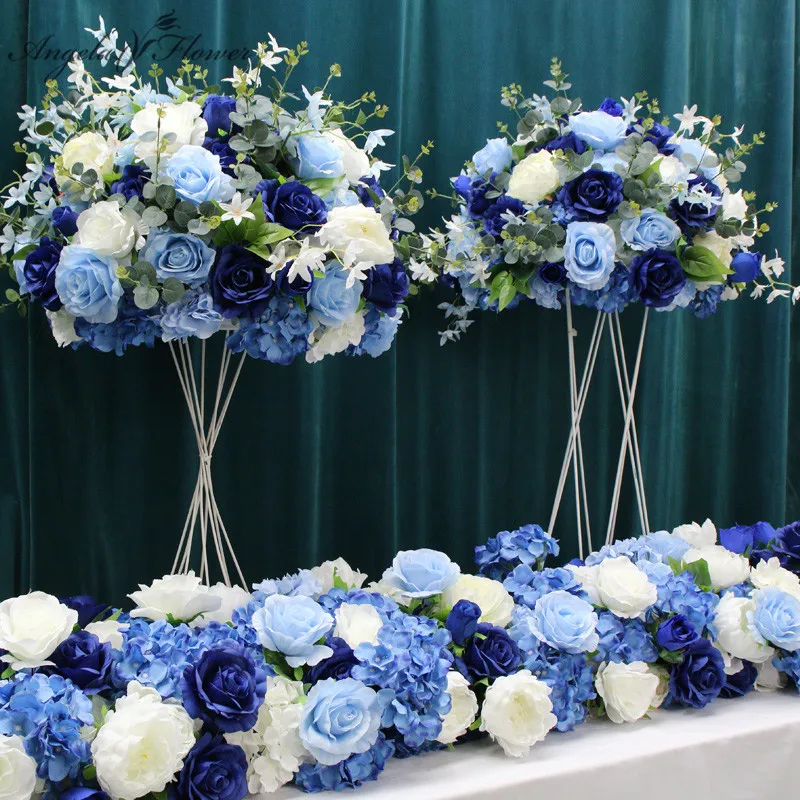 Royal-Blue-White-Peony-Hydrangea-Artificial-Flower-Row-Table-Runner ...