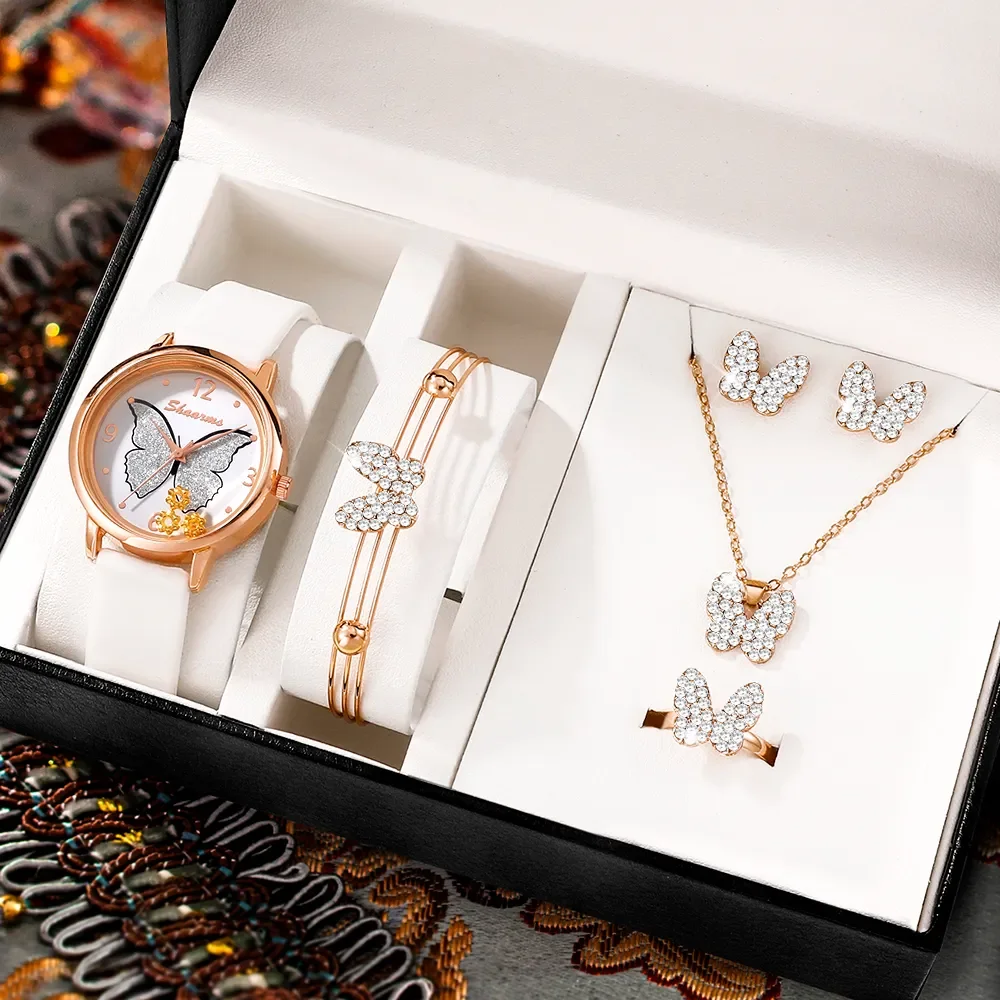 Watch-Set-For-Women-Luxury-Leather-Analog-Ladies-Quartz-Wrist-Watch ...