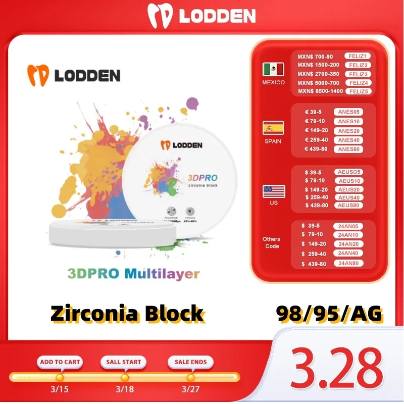 Lodden Dental Material Zirconia Multilayer Block 98mm Open System 3D ...