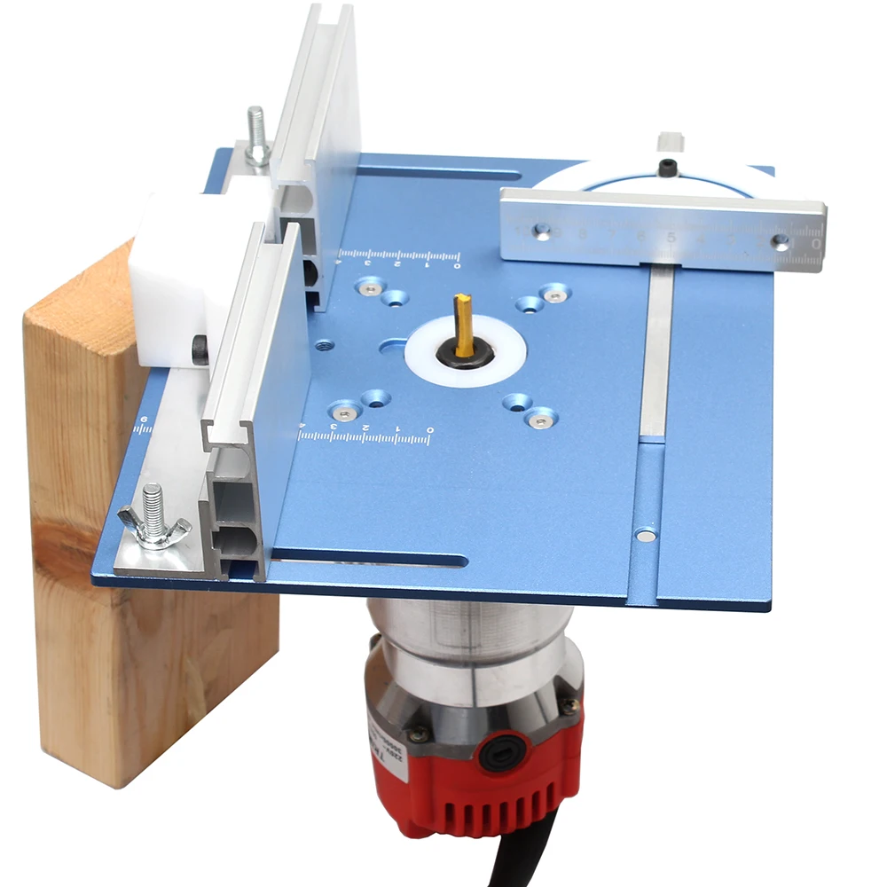 Blue-Aluminum-Router-Table-Insert-Plate-Miter-Gauge-For-Woodworking ...