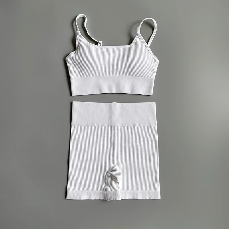 Seamless Yoga Set Gym Suits With Shorts Crop Top Sexy Bra Women's Pants 2 Pieces Set Running ...