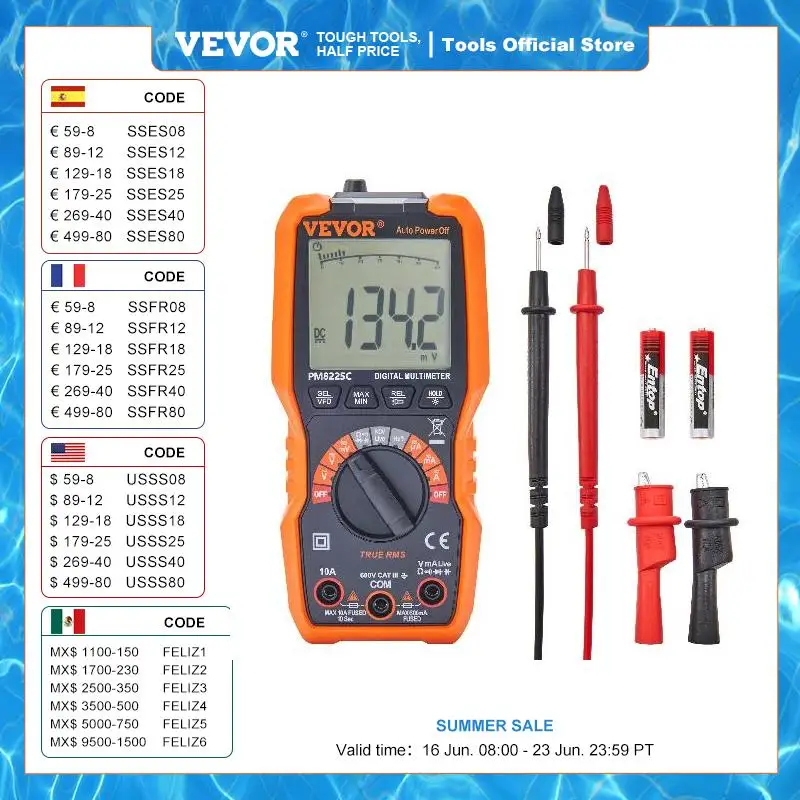 VEVOR-Digital-Multimeter-4000-6000-Counts-Tester-DC-AC-Voltmeter-NCV ...