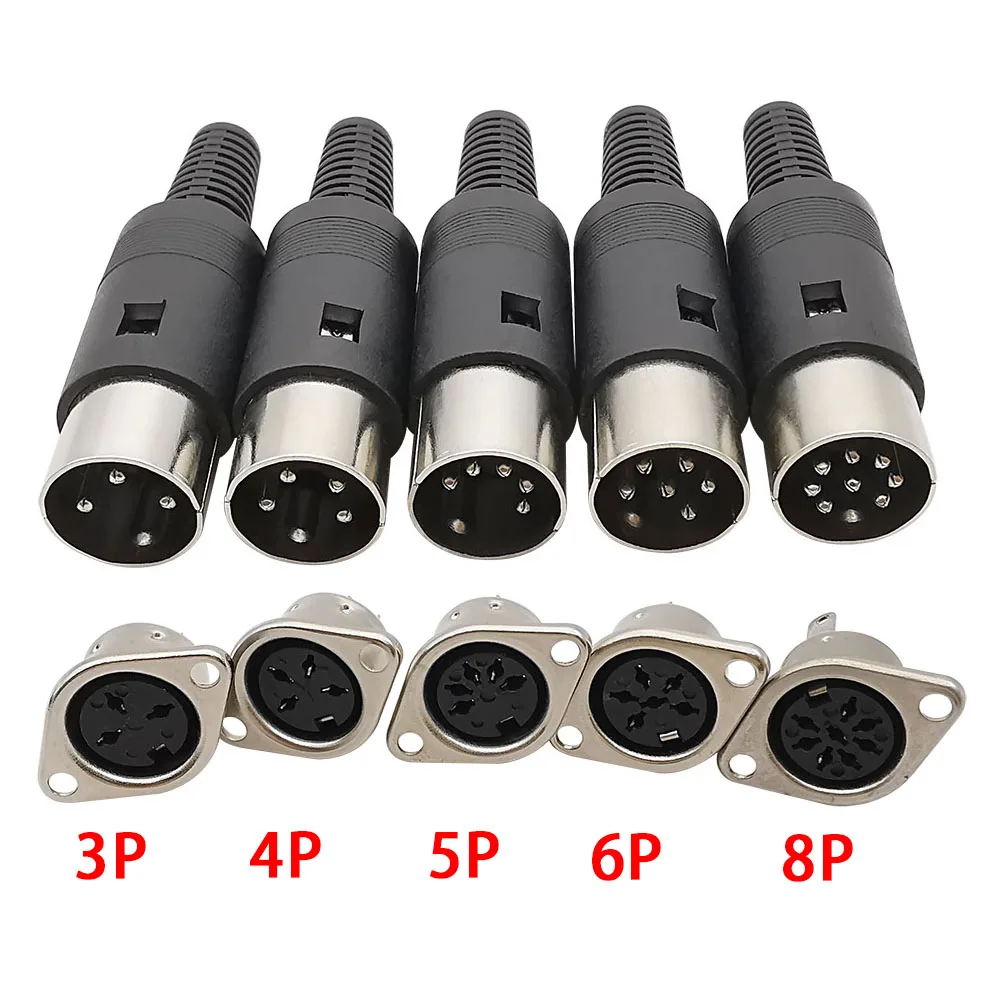 1Set DIN Audio Adapter 3/4/5/6/7/8 Pin DIN Male Plug with Plastic ...