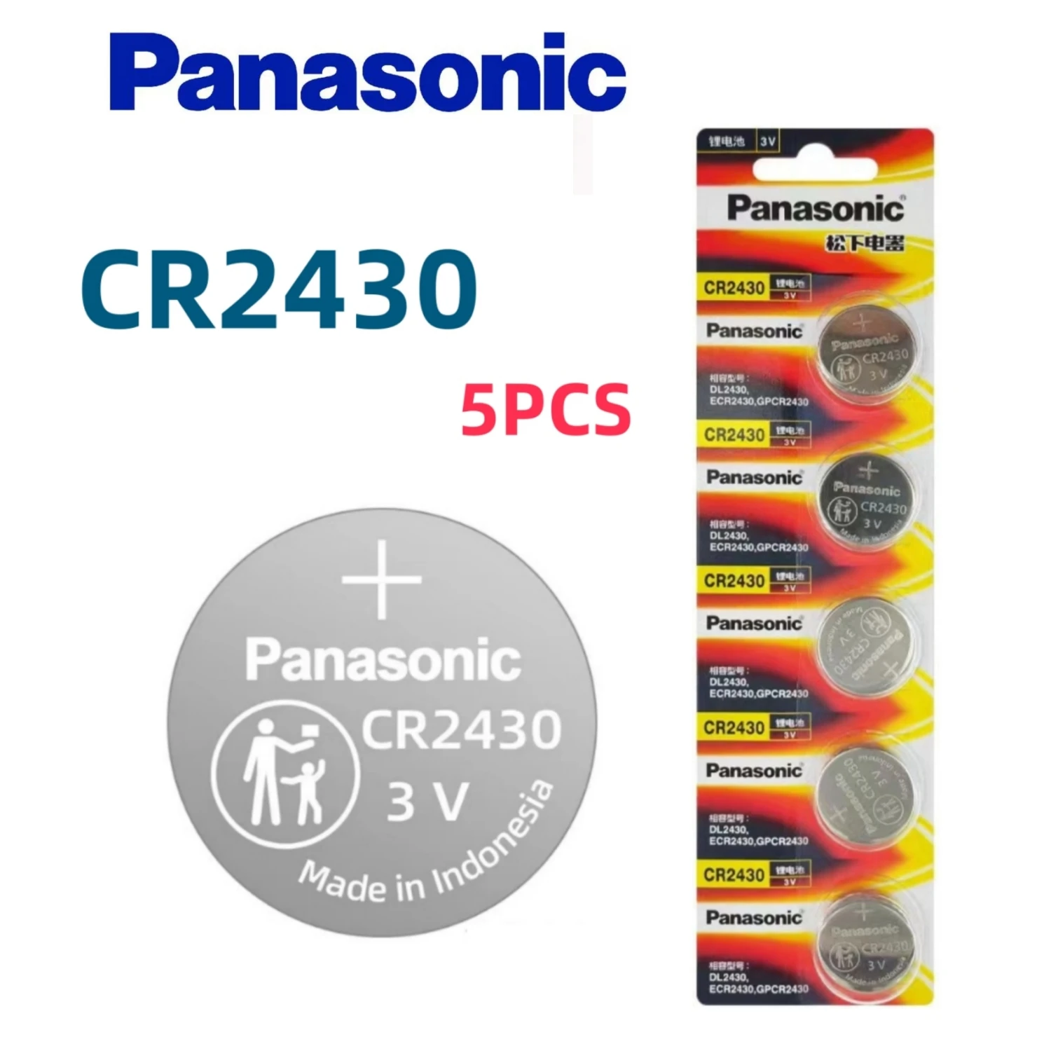 5PCS-Original-Panasonic-CR2430-Watch-Buttom-Battery-DL2430-ECR2430 ...