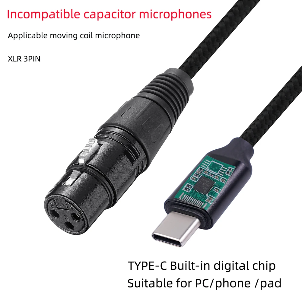 Type-C-To-XLR-3-Pin-Microphone-Audio-Cable-Male-To-Female-Mic-Adapter ...