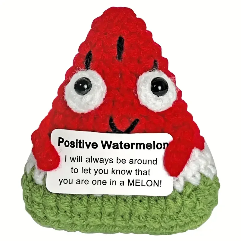 Crochet Watermelon Amigurumi Plush, Positive Message Fabric Stuffed ...