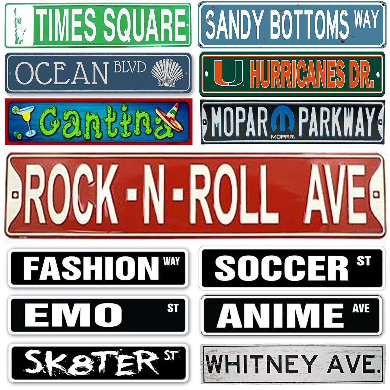 Outdoor Metal Tin Signs Instagram Style Rock N Roll Street Signs ...