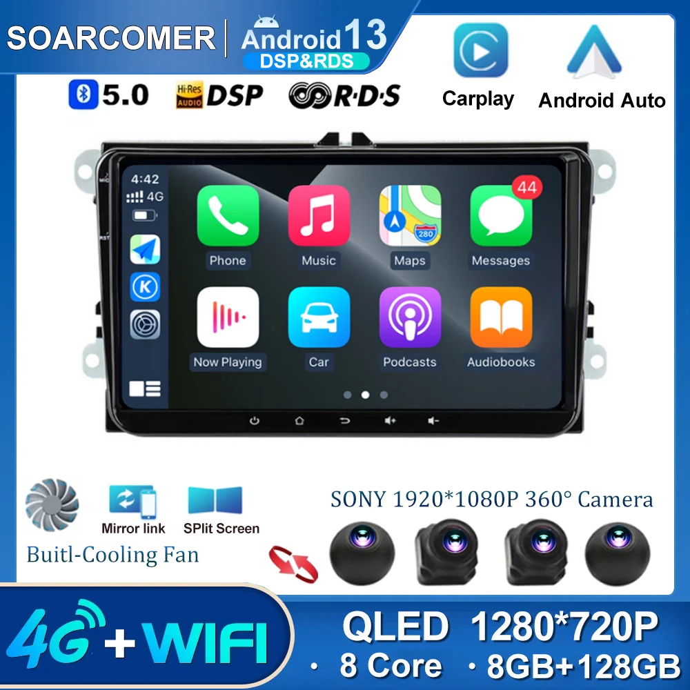 8GB-2-Din-Android-13-Autoradio-GPS-Navigation-For-VW-Passat-B6-T5 ...