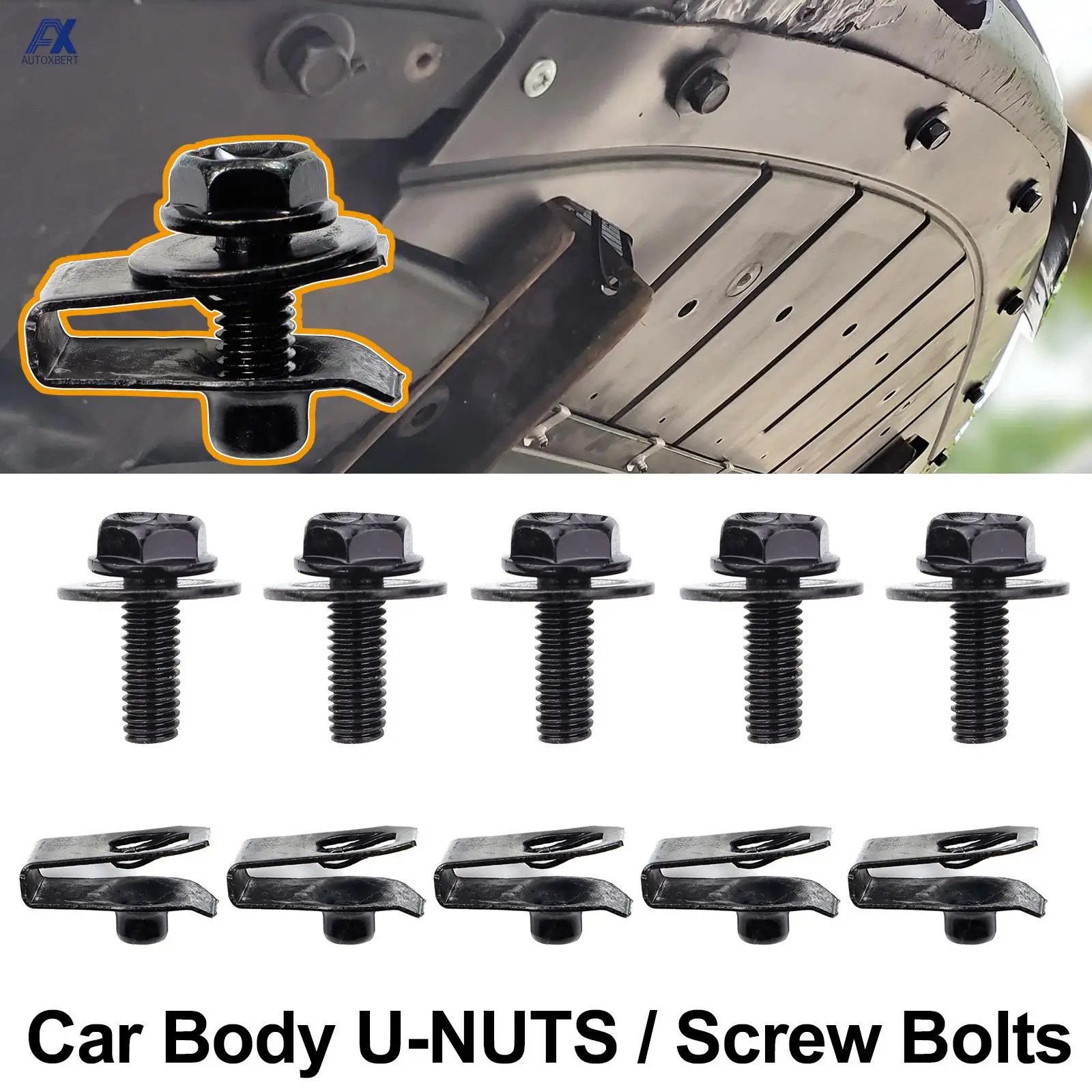 Car Body Bolts U-nut Clips M6 Engine Cover Hood Undertray Splash Shield ...