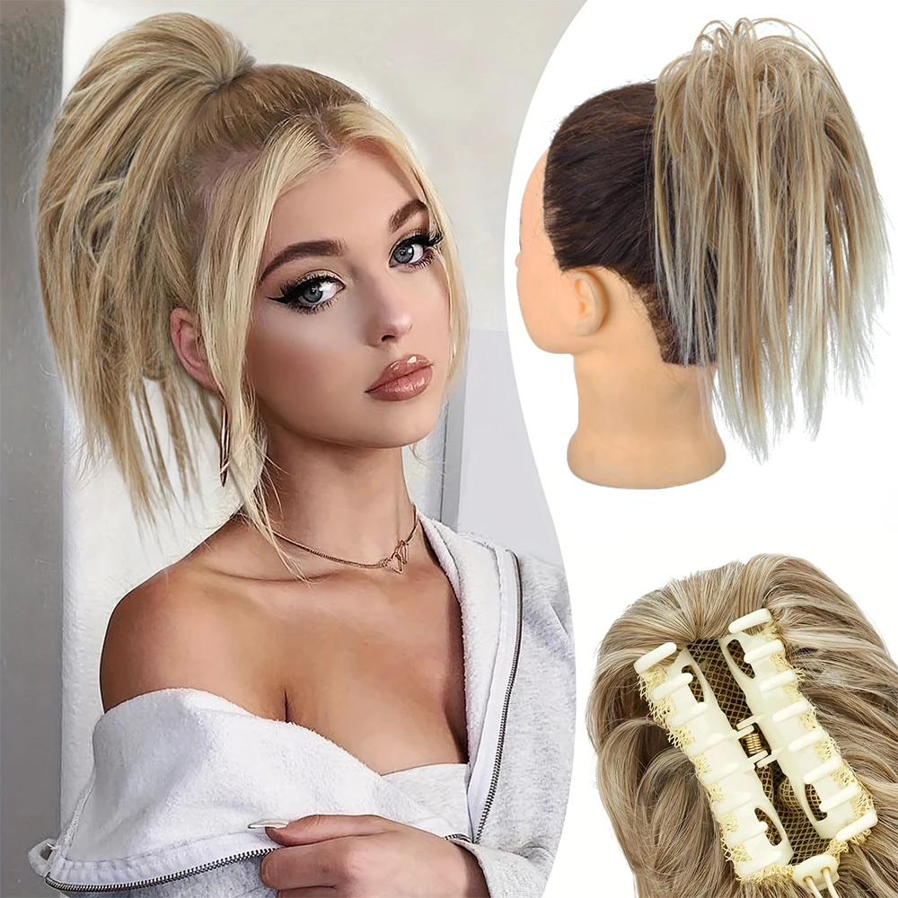 MISSQUEEN-Synthetic-Messy-Straight-Ponytail-Claw-Hair-Bun-Chignon-Hair ...