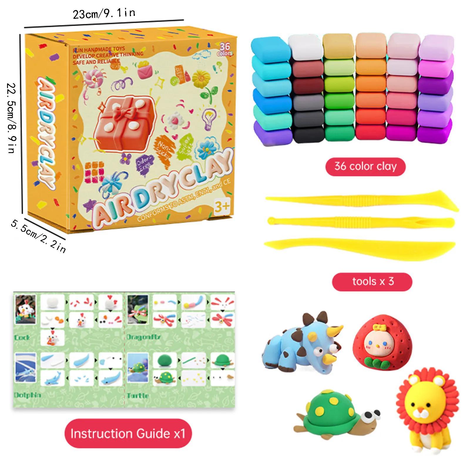 36 Color Handmade Plasticine Clay Set Air Dry Clay Shaped Clay Ultra ...