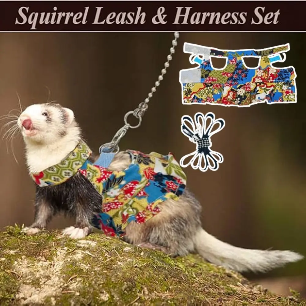 Multicolor Ferret Harness and Leash Set Traction Rope Floral Pattern ...