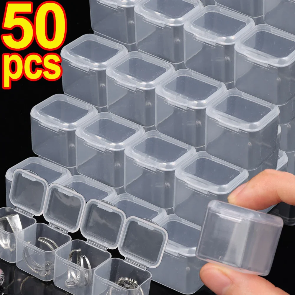 5-50pcs-Mini-Storage-Box-Transparent-Square-Plastic-Box-Earrings-Jewelry-Packaging-Storage-Small ...