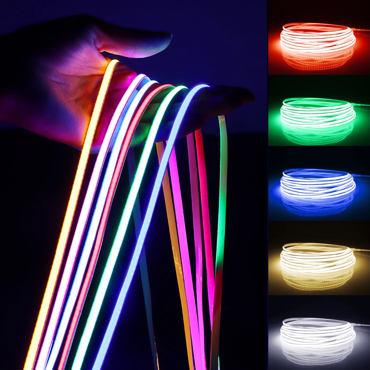 Super-Thin-5mm-COB-LED-Strip-1m-2m-3m-4m-5m-High-Density-Flexible-Neon ...