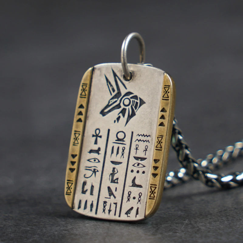 Exquisite Engraved Vintage Rune Necklace Eye Of Horus Anubis Silver ...