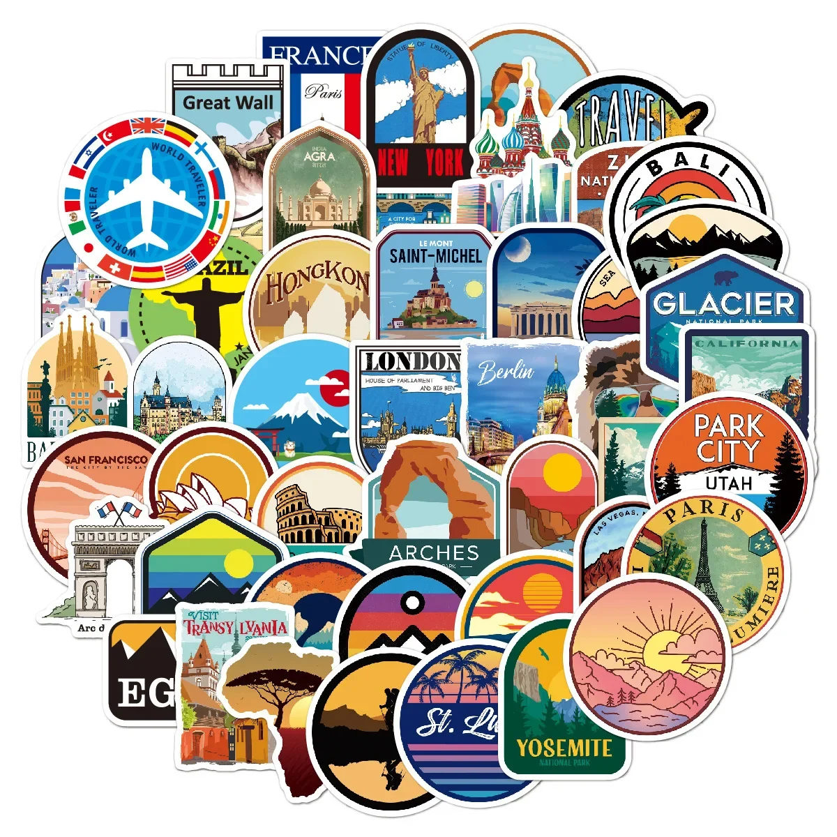 10-30-50pcs-World-City-Outdoor-Landmark-Landscape-Stickers-Laptop ...