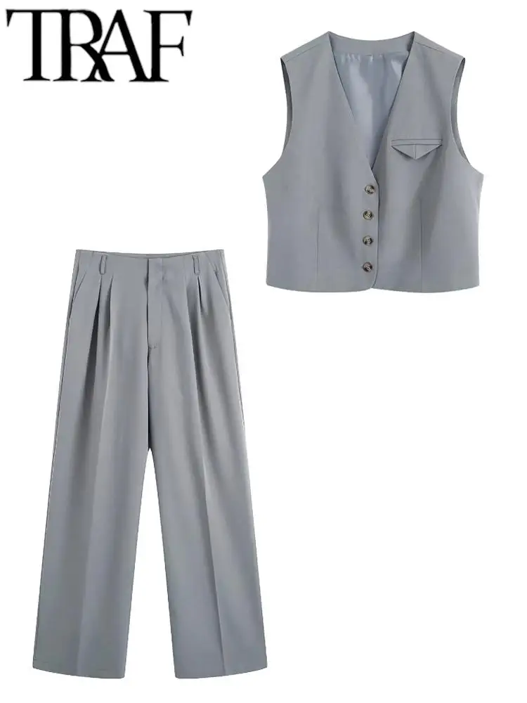 Grey Pant Set Blazer | Womens Traf Set | Traf Pants Suit | Traf Women ...