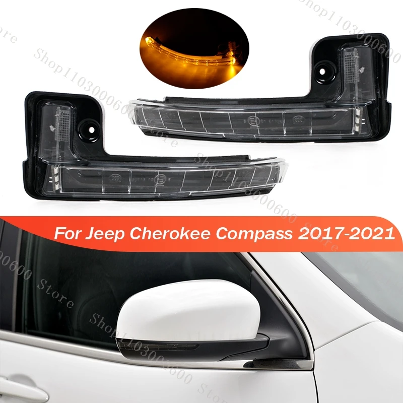 For-Jeep-Cherokee-Compass-2017-2021-Car-Outside-Rearview-Side-Mirror ...