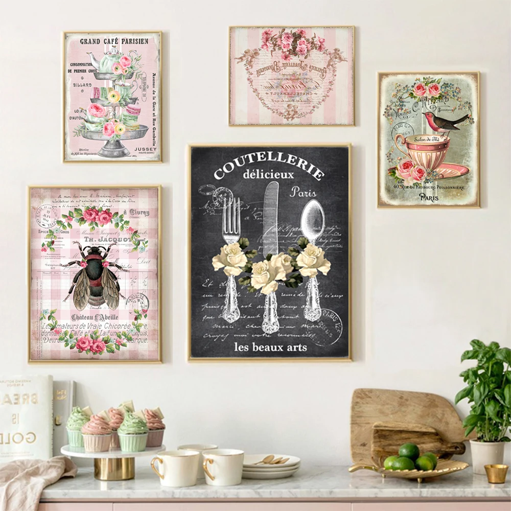 French Vintage Shabby Chic Teacup and Roses Art Prints Shabby Victorian ...