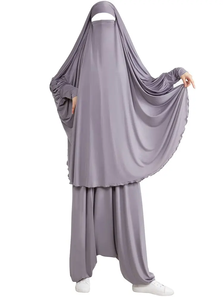 Stretchy-Jilbab-2-Piece-Set-Islam-Prayer-Clothes-Khimar-Hijab-Scarf ...