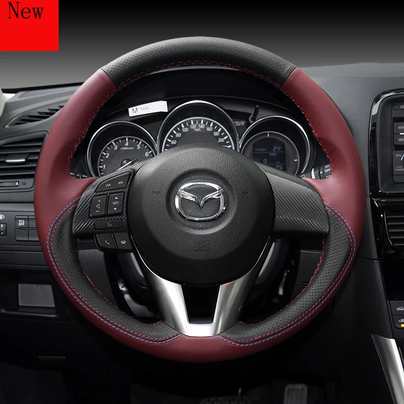 Hand-Stitched-Leather-Suede-Carbon-Fibre-Car-Steering-Wheel-Cover-for ...