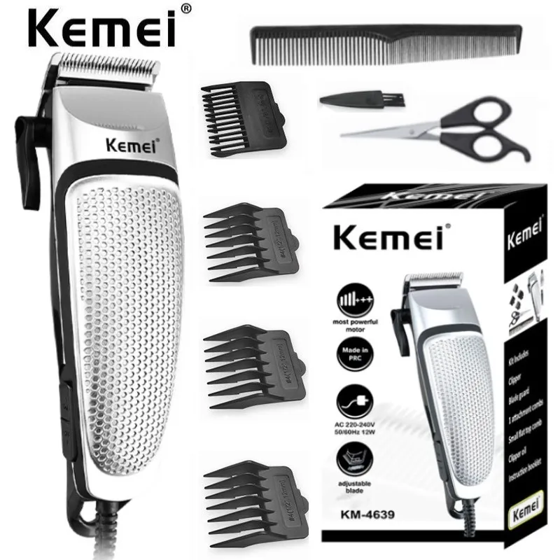 Kemei Wired Mens גוזז שיער גוזז חשמלי מקצועי גוזם ביתי נמוך רעש זקן ...