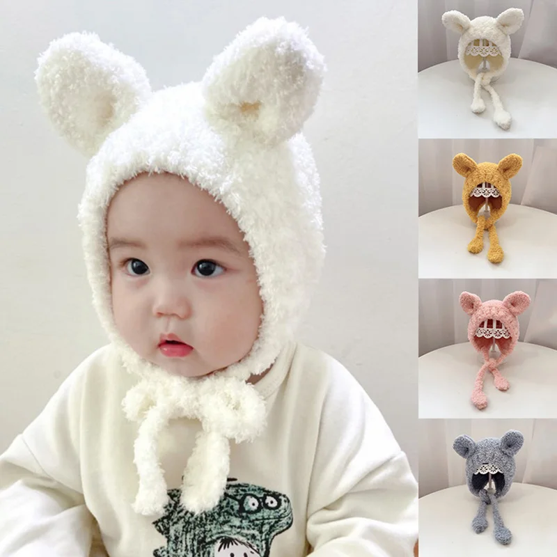 Baby-Bunny-Ear-Knitted-Bonnet-Cap-Plush-Ear-Protection-Beanie-Cap ...