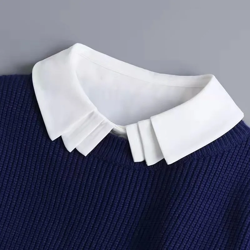 Suéter coreano con cuello falso, camisa decorativa multicapa para mujer ...