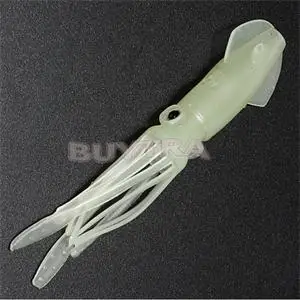 Soft Fluke Squid Fishing Lures 10.5cm 8g Large Saltwater Octopus Skirt Luminous Baits Glow In ...