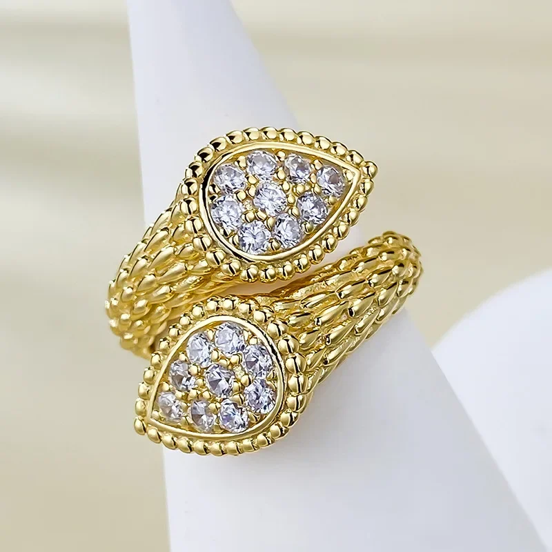 New-2023-New-925-Silver-Drawing-Craft-Full-Diamond-Inlaid-Droplet-Ring ...