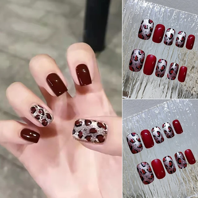 Red Leopard Print Nails