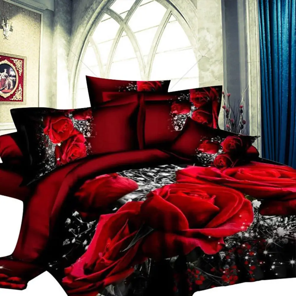 Ensembles-de-linge-de-lit-floraux-3D-Big-Red-Rose-drap-de-couverture ...
