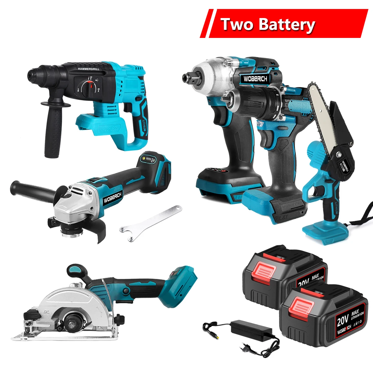 Brushless Cordless Electric Impact Hammer Drill Angle Grinder Electric ...